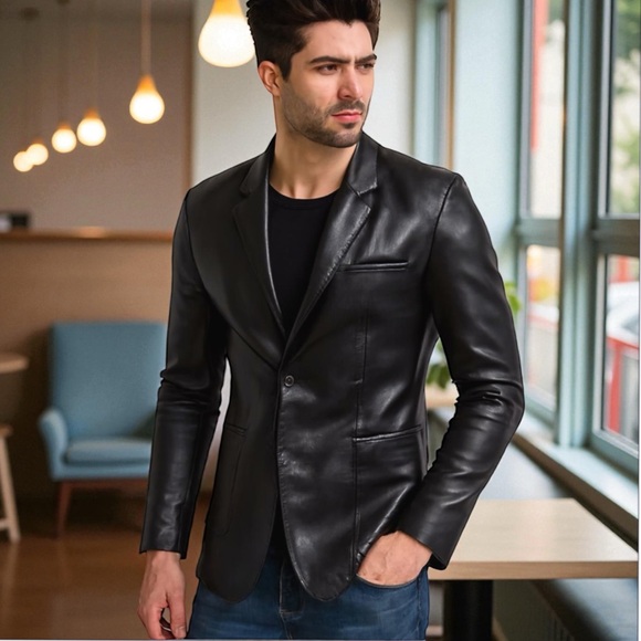 jf j.ferrar | Suits & Blazers | Jf Jferrar Black Genuine Leather Sport ...